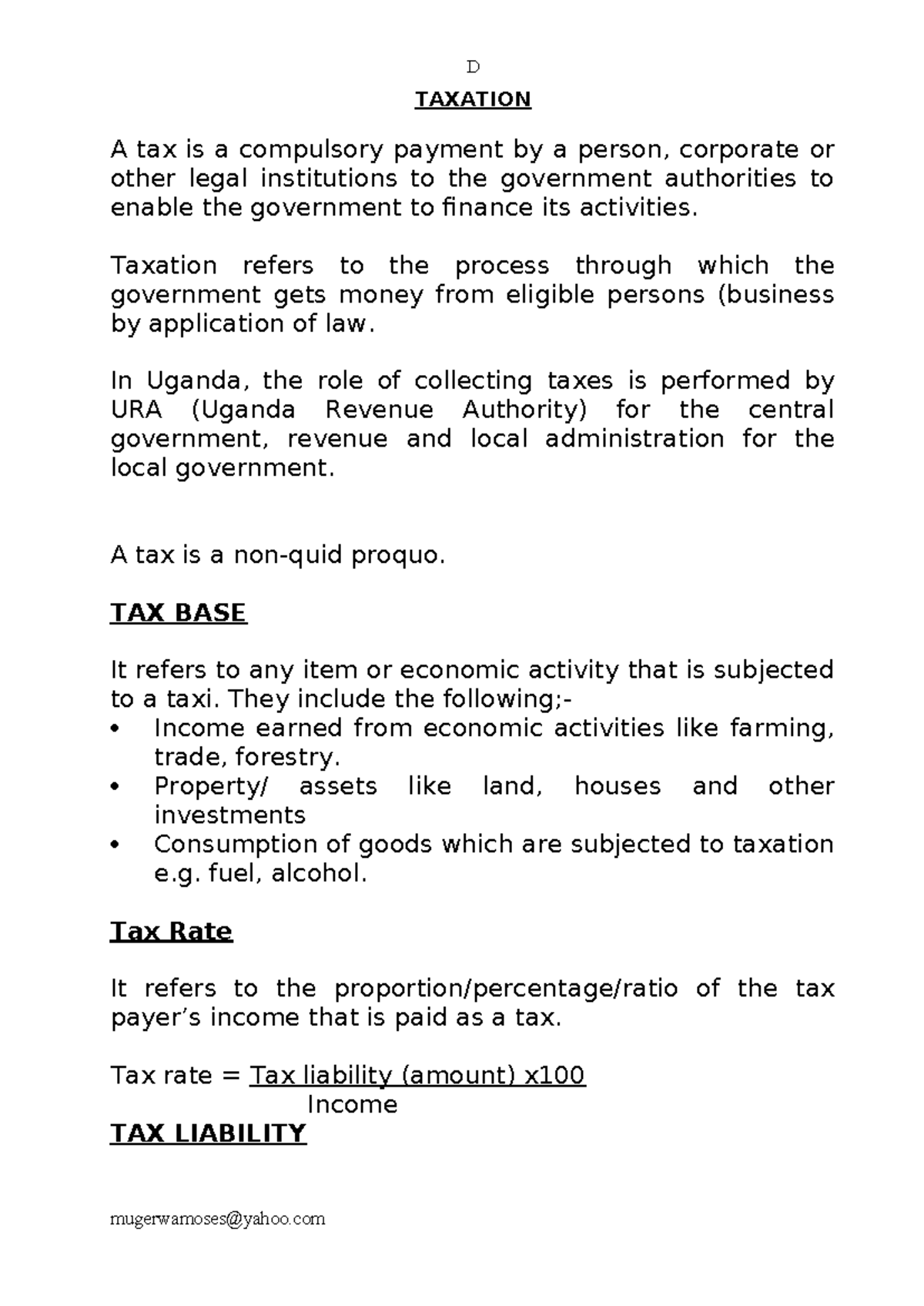 S6 Taxation: Comprehensive Notes on Tax Principles and Compliance - Studocu