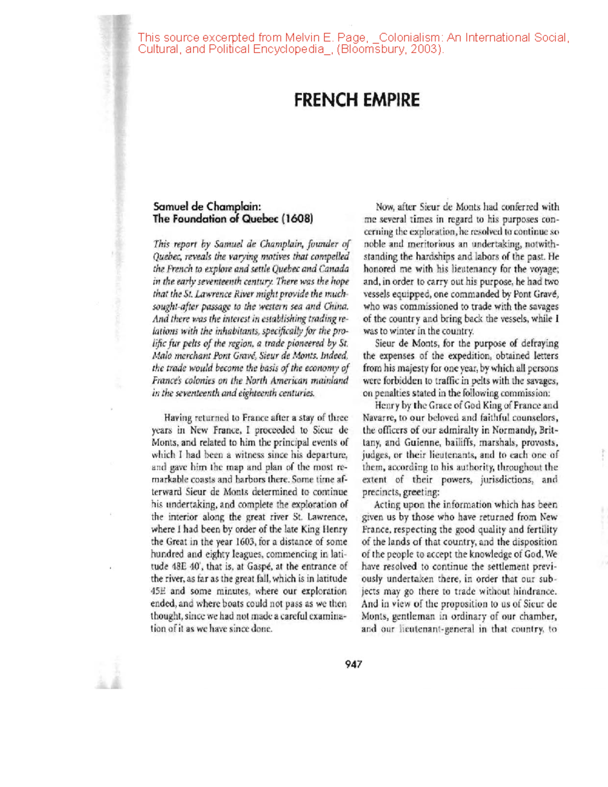 Samuel de Champlain: Exploration & Settlement of Quebec (1608) - Studocu