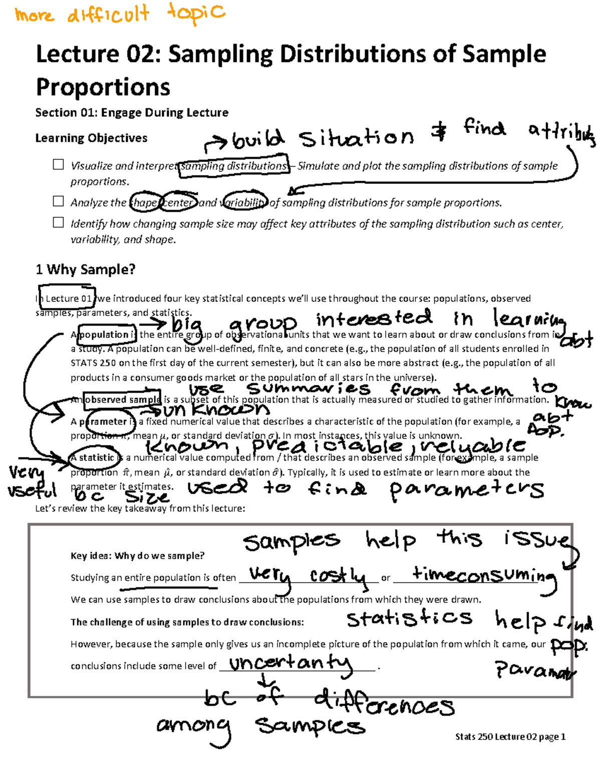 Stats 250 Lecture 02: Understanding Sampling Distributions of ...