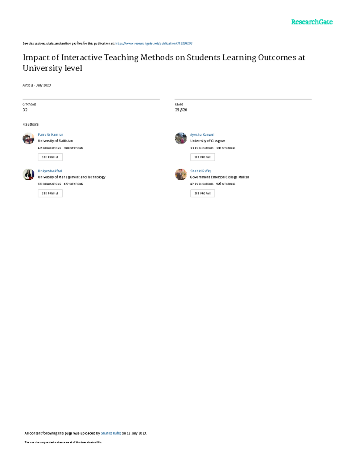 Impact of Interactive Teaching Methods on Student Learning Outcomes ...