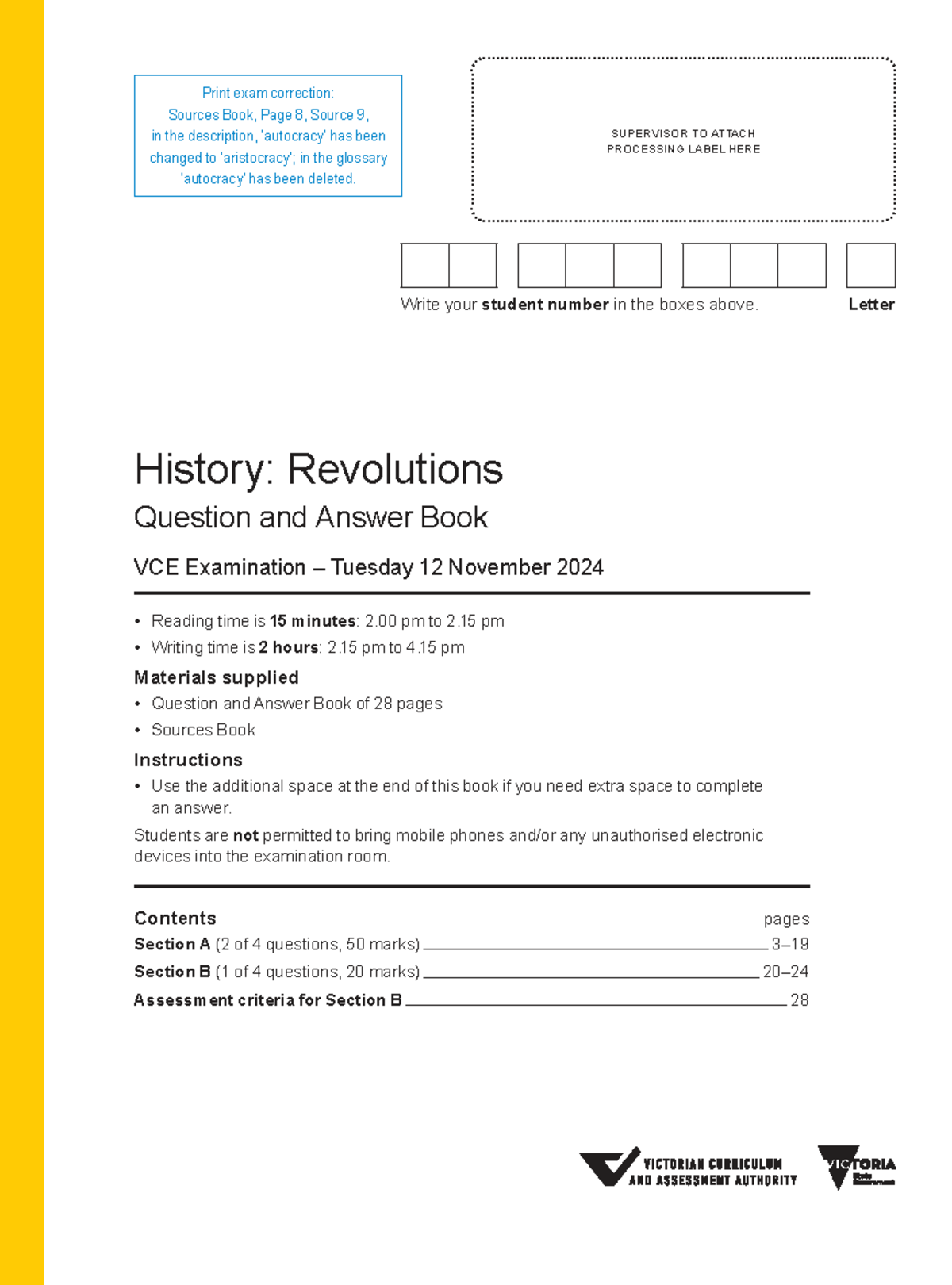 VCE Exam Revision: Past Questions for Letter History - Studocu
