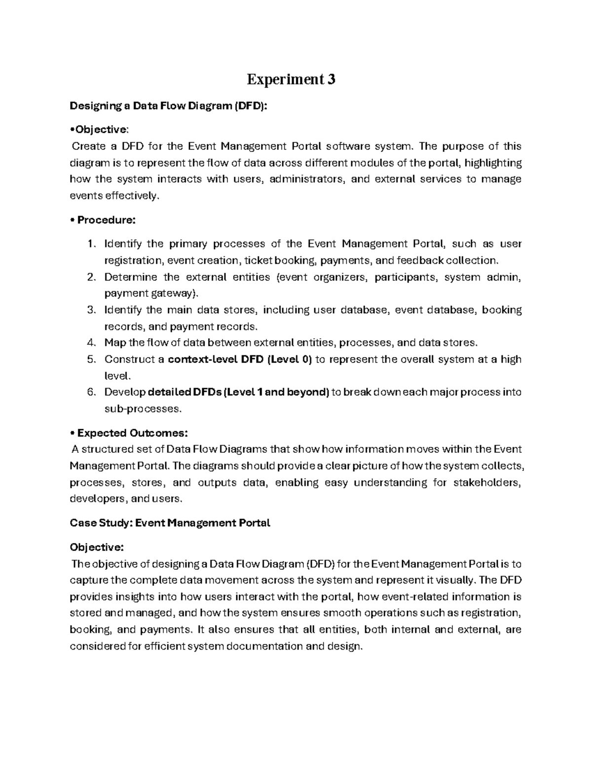 DFD for Event Management Portal: Data Flow Analysis and Design - Studocu