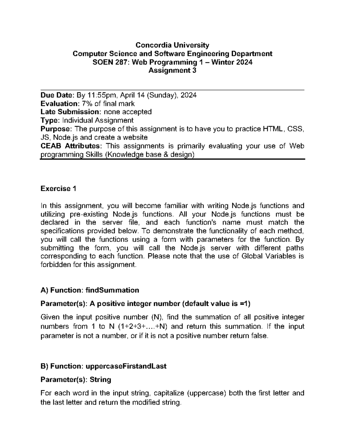 A3 - SOEN 287 Winter 2024 Node.js Assignment Overview and Instructions ...
