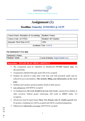 Assignment 2 ACCT 101 students copy - Assignment ( 2 ) Deadline ...