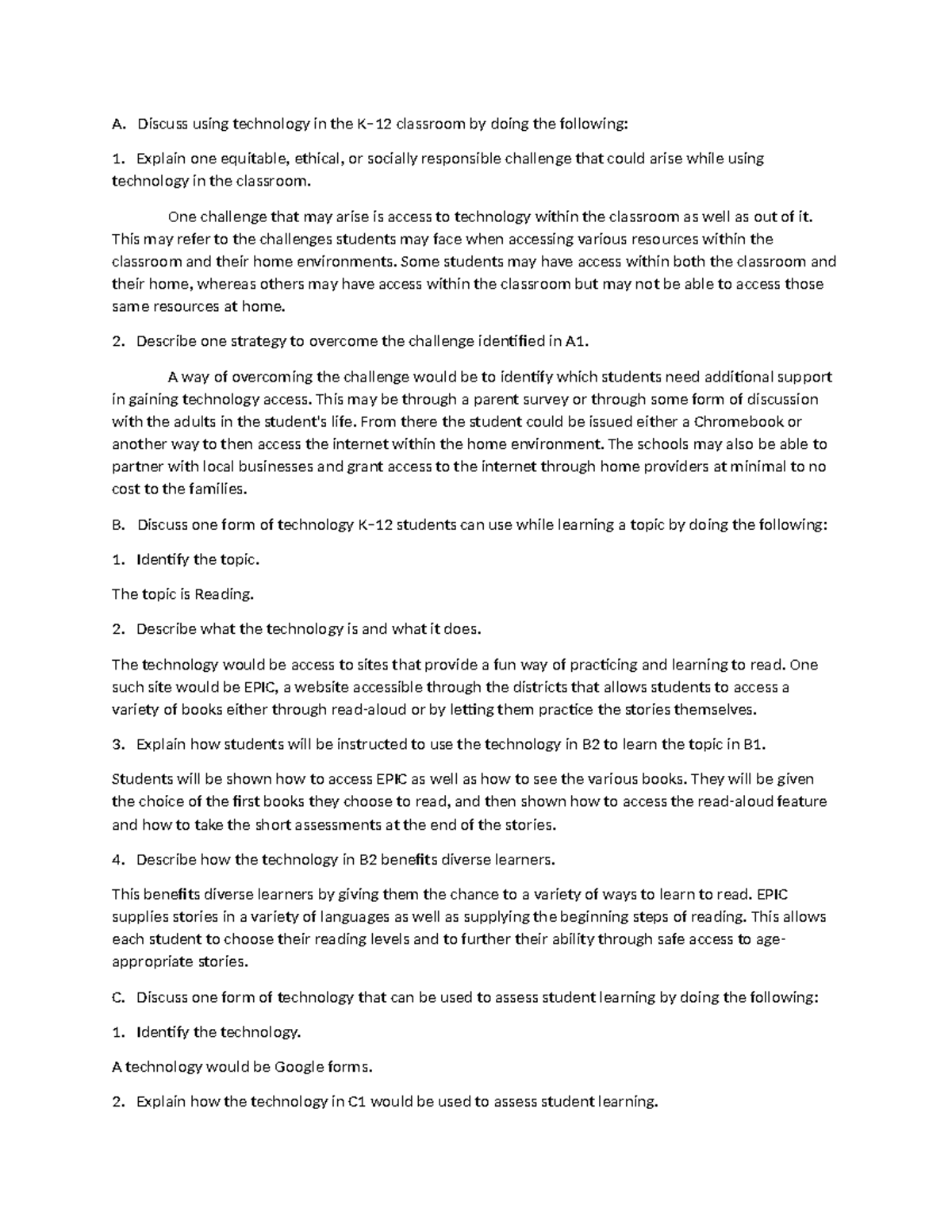 Task 1 D092: Technology Integration Challenges and Strategies in K-12 ...