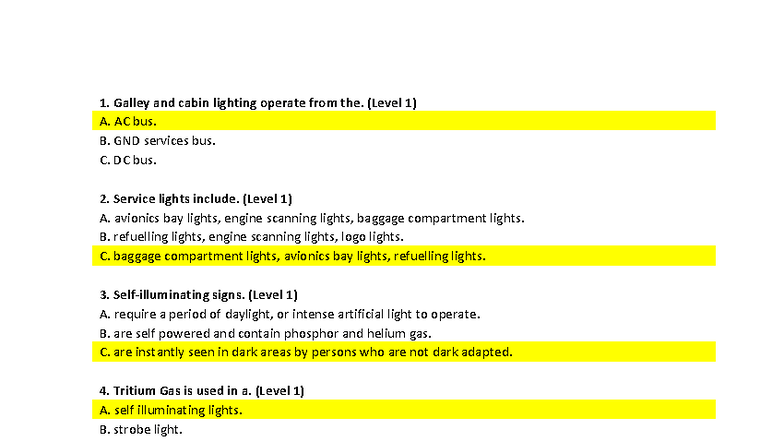 Module 13 - ATA33: Aircraft Lighting Systems Question Bank - Studocu