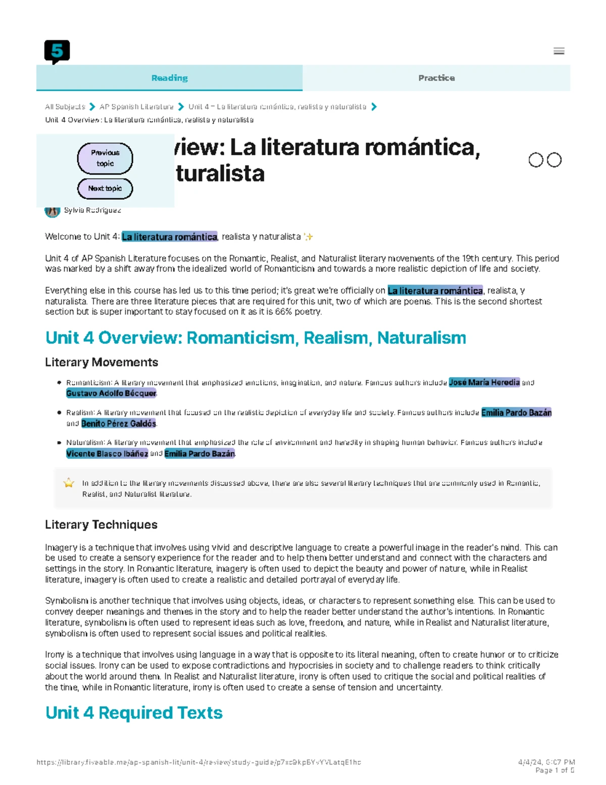 AP Spanish Literature 2024 – Unit 5 Exam Review: La Generación del 98 ...