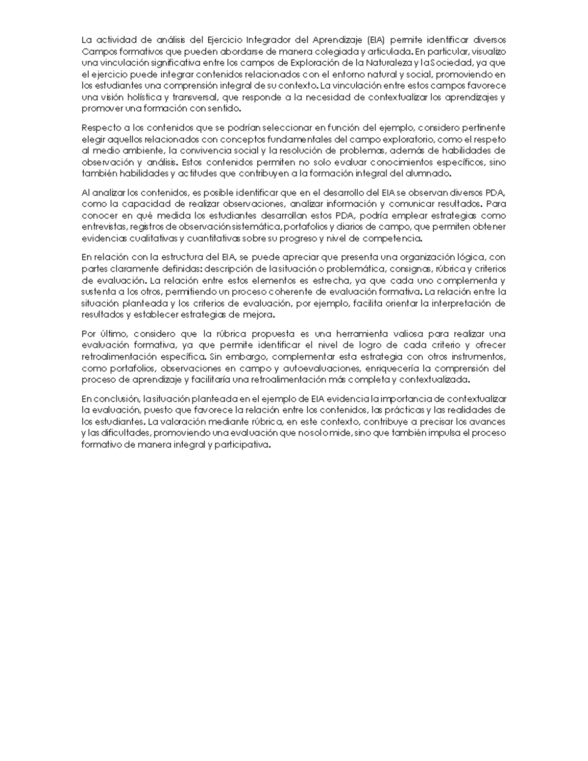 Texto Argumentativo sobre el Ejercicio Integrador del Aprendizaje (EIA ...