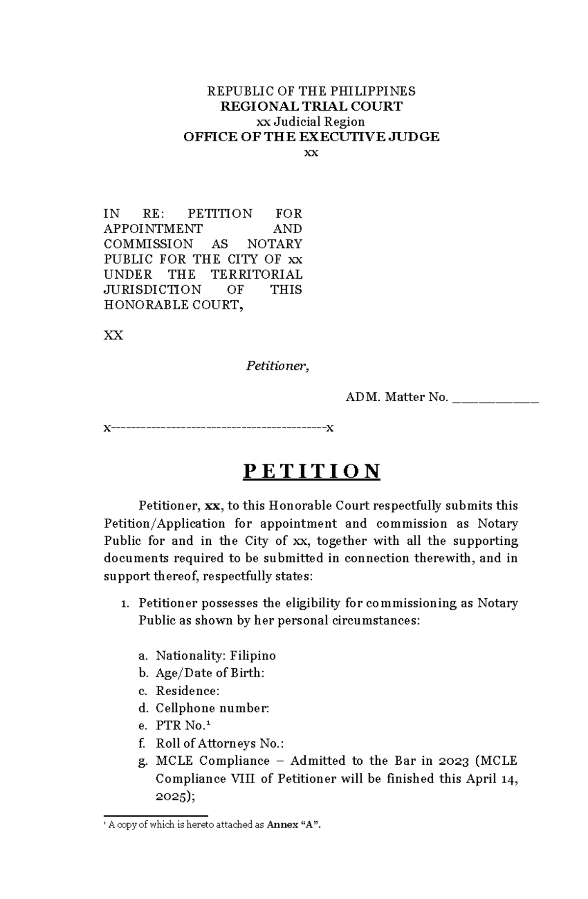 Petition for Appointment as Notary Public - ADM Matter No ...