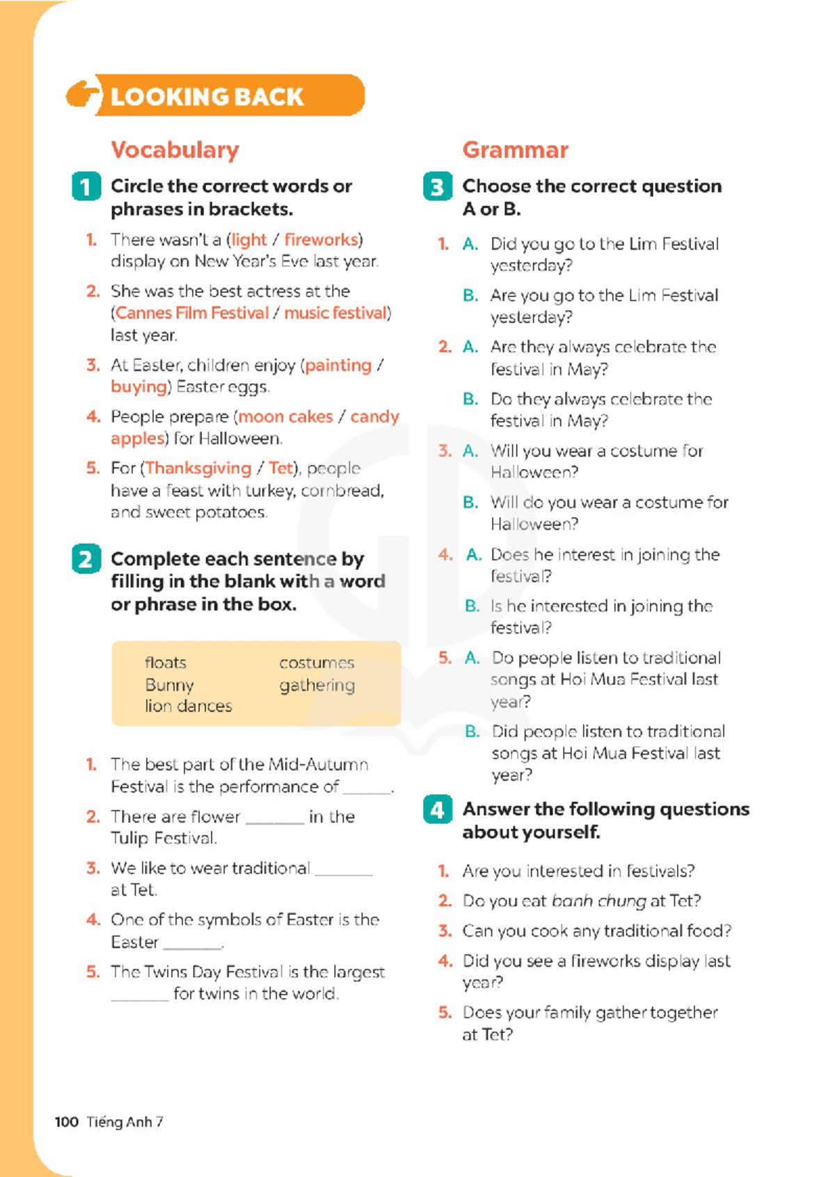 G7 Unit 9 Looking Back: Vocabulary & Grammar Review - Studocu