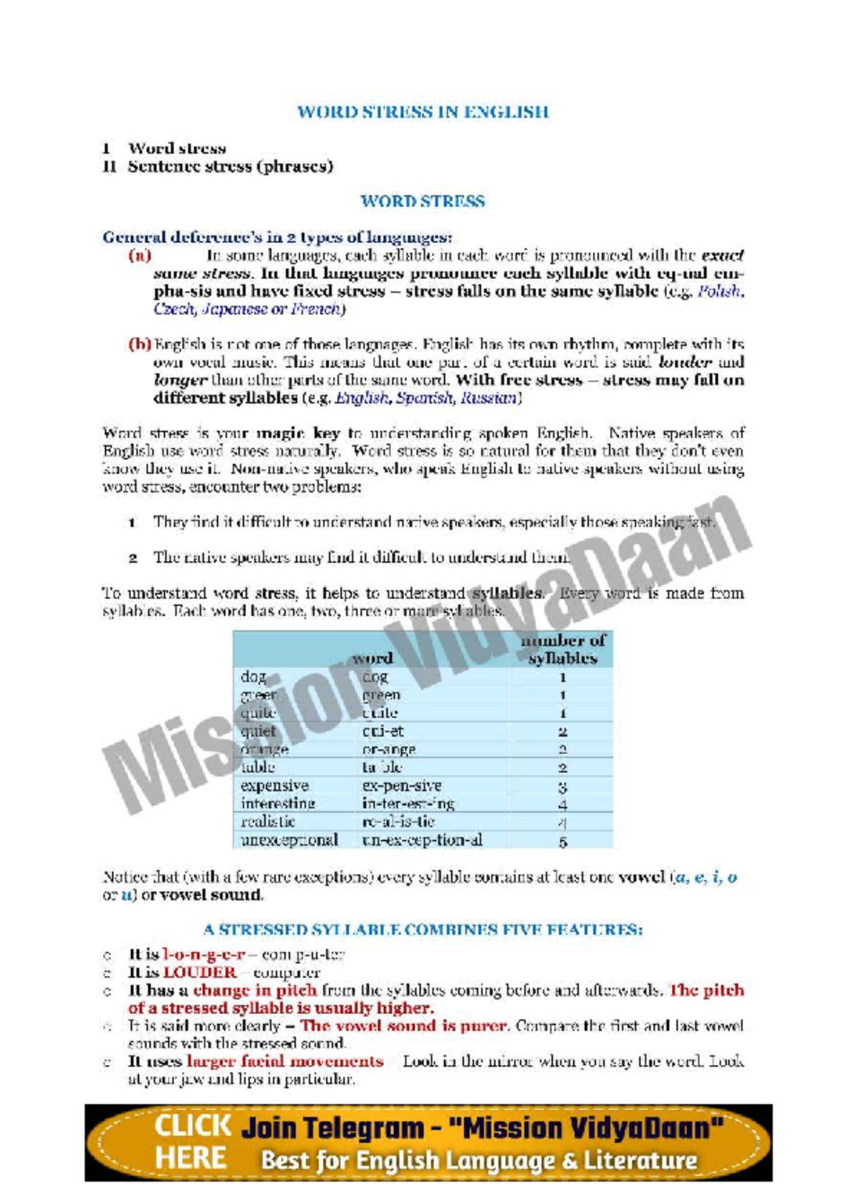 Word Stress in English: Understanding Syllables and Stress Rules - Studocu