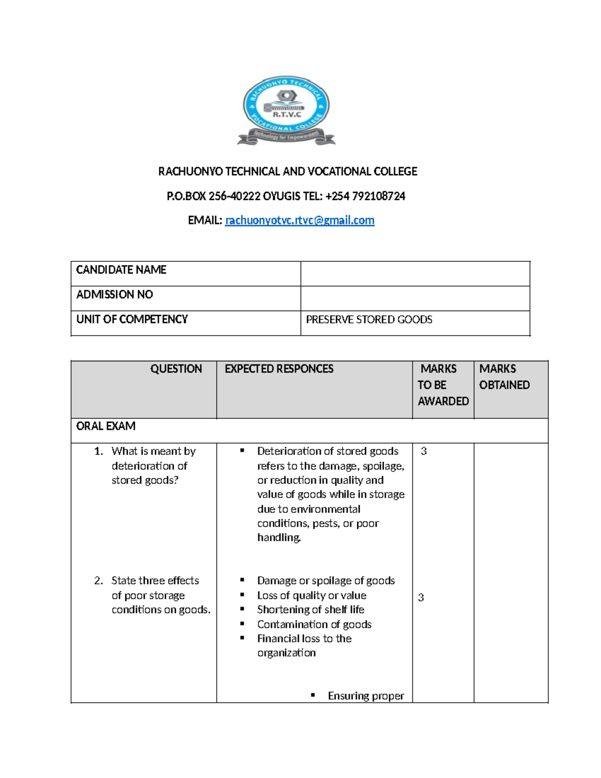 Issuance Oral Exam 2 - CAT: Deterioration of Stored Goods - Studocu