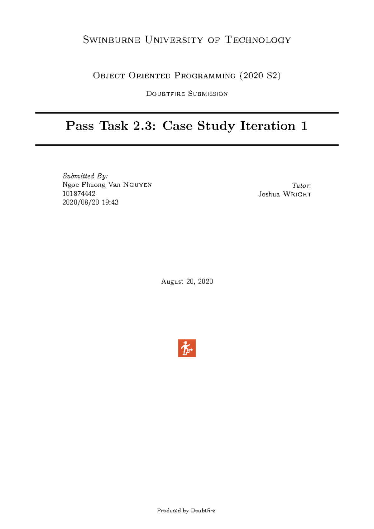 2 3 - My finished assignment - Swinburne University of Technology Object Oriented Programming ...