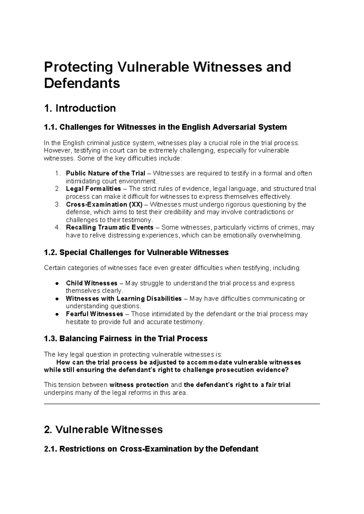 Protecting Vulnerable Witnesses and Defendants - Introduction 1 ...