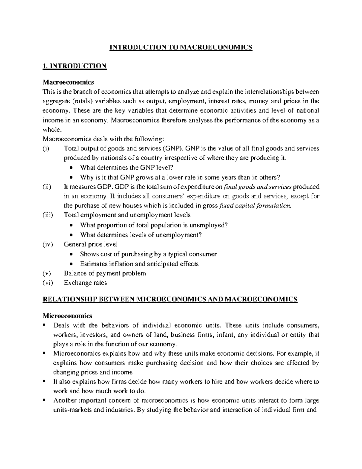 Introduction TO Macroeconomics - INTRODUCTION TO MACROECONOMICS 1 ...