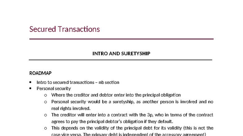 Secured Transactions: Intro to Suretyship & Real Security Concepts ...