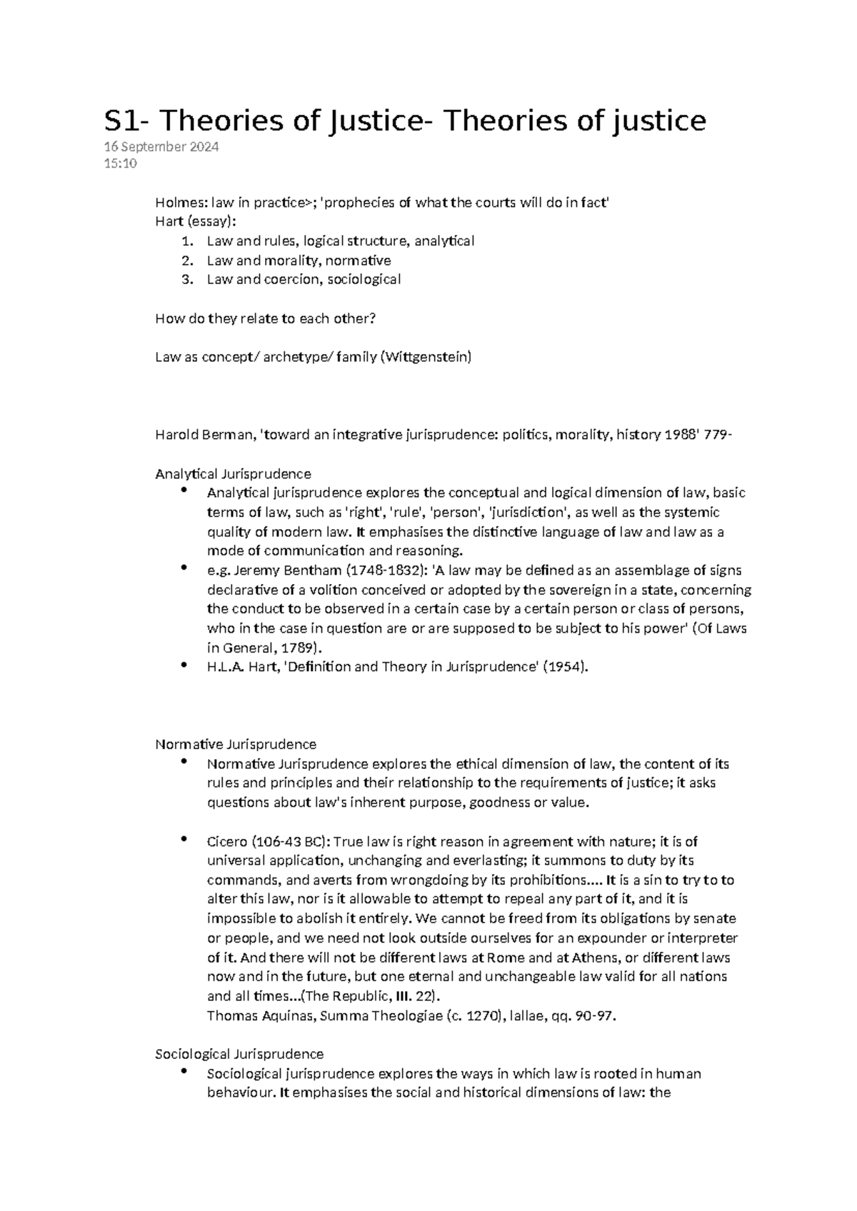 Theories of Justice - S1 Lecture and Seminar Notes (2024) - Studocu