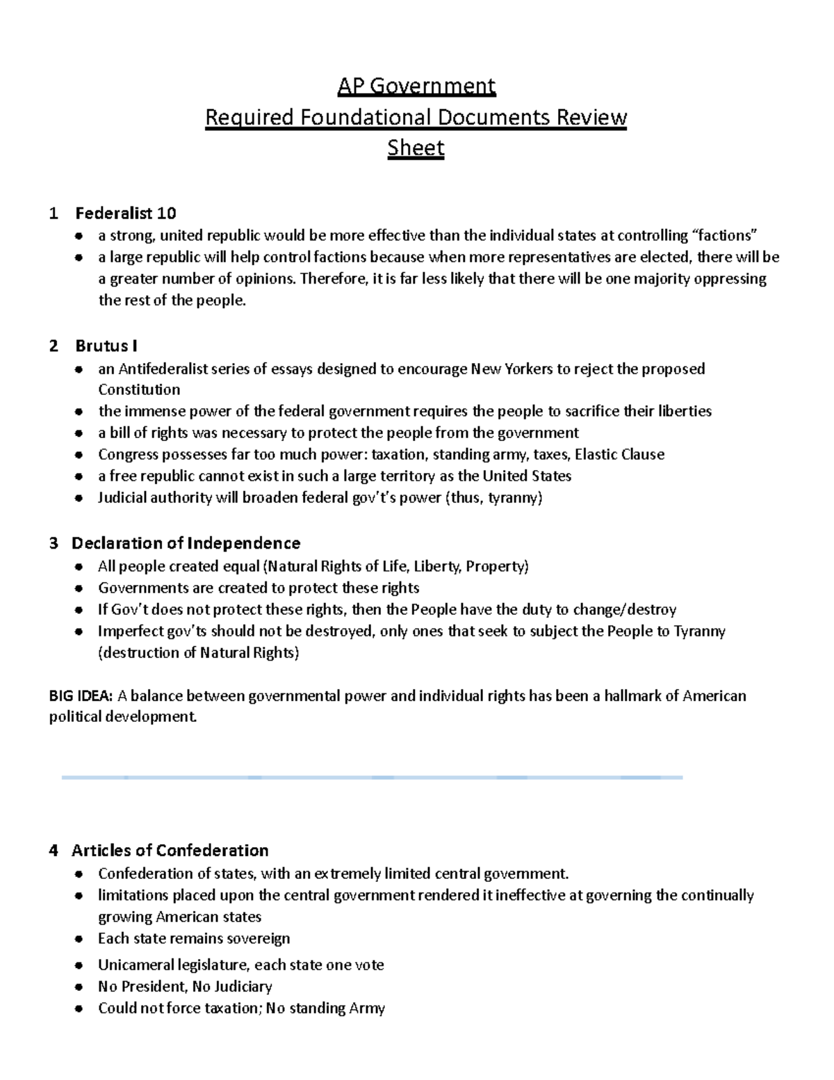 Foundational Docs Review for AP GOV: Key Principles & Concepts - Studocu