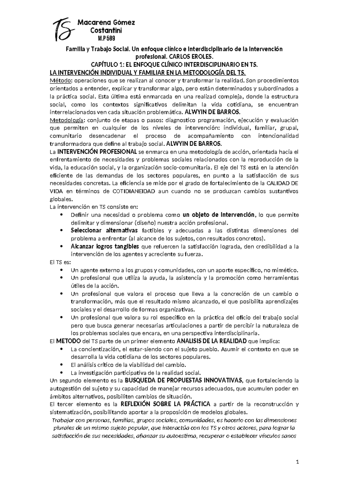 Intervención Profesional en Trabajo Social: Enfoque Clínico y ...