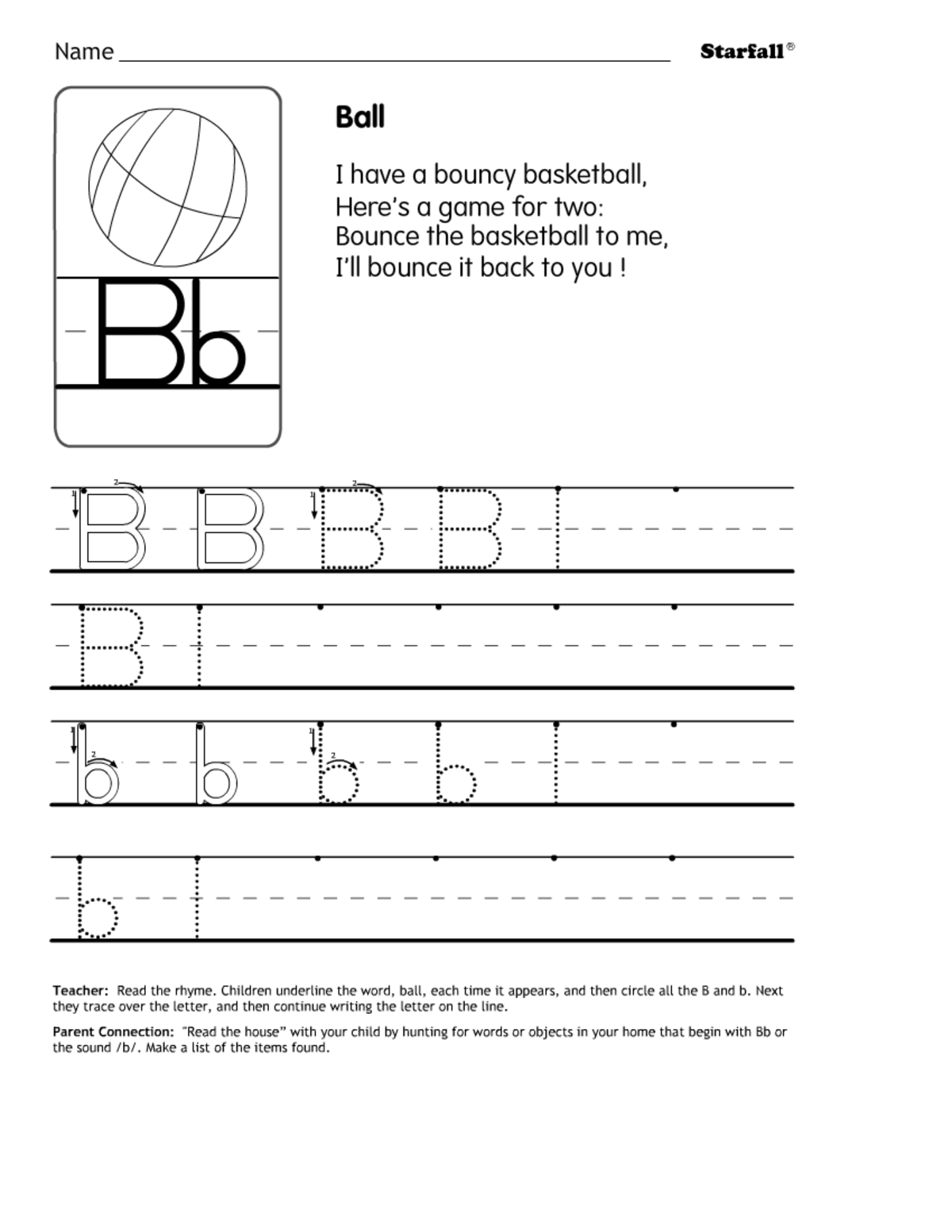 ABC Rhymes: Starfall Ball Activity for Letter B (Bb) - Studocu
