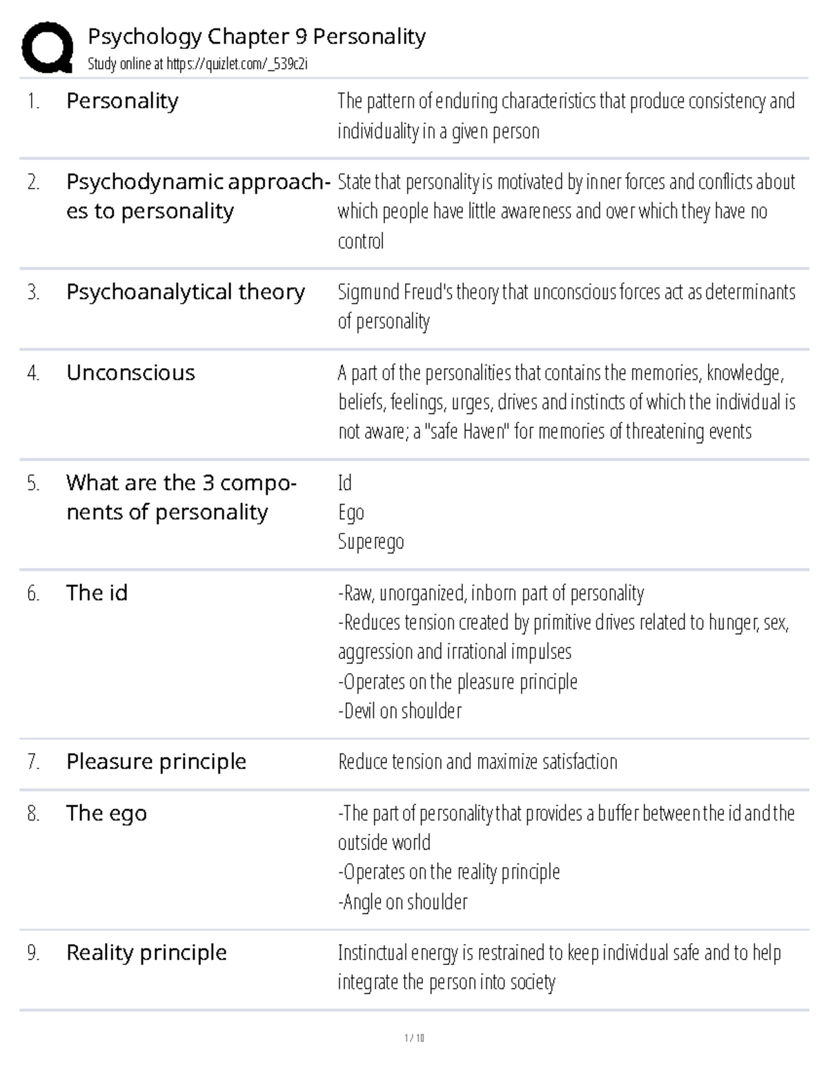 Psychology 101: Chapter 9 Personality Overview and Key Concepts - Studocu