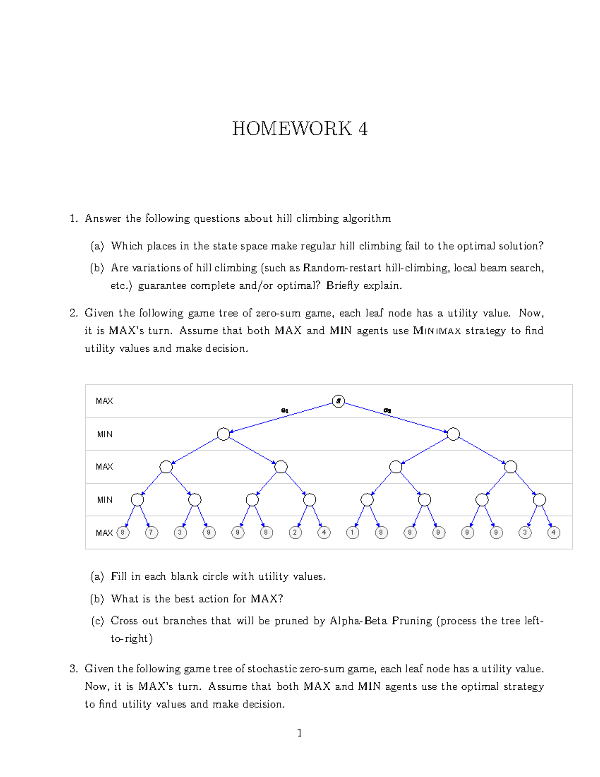 AI Homework 4: Hill Climbing & Minimax Strategies Explained - Studocu