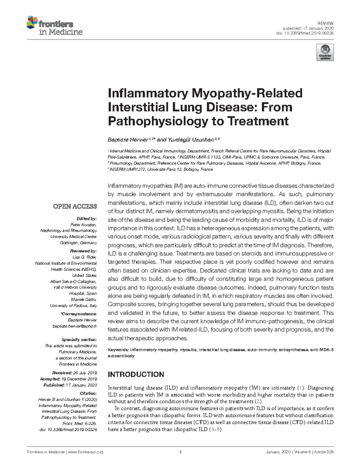 Inflammatory Interstitial Lung Disease: Pathophysiology & Treatment ...
