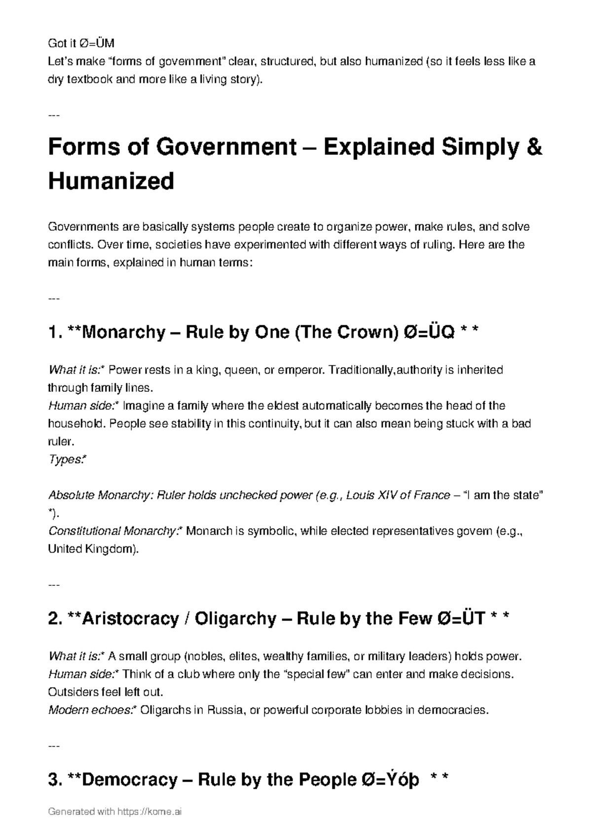 Forms of Govt - Practice Materials: Simplified & Humanized Explanations ...