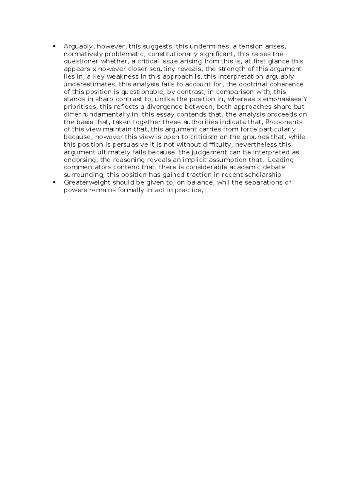 Critical Analysis Sentence Starters for Essay Writing - Studocu