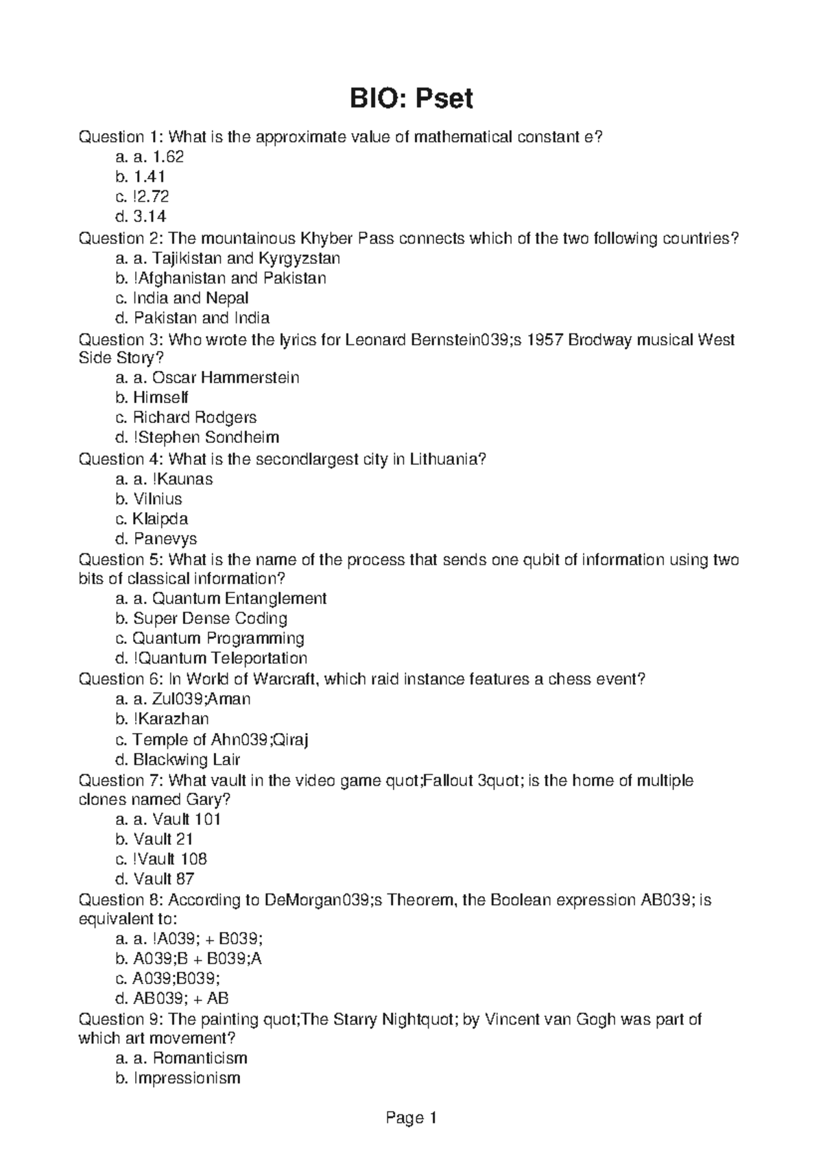 BIO183 Lecture 2 - BIO: Pset Question 1: What is the approximate value ...