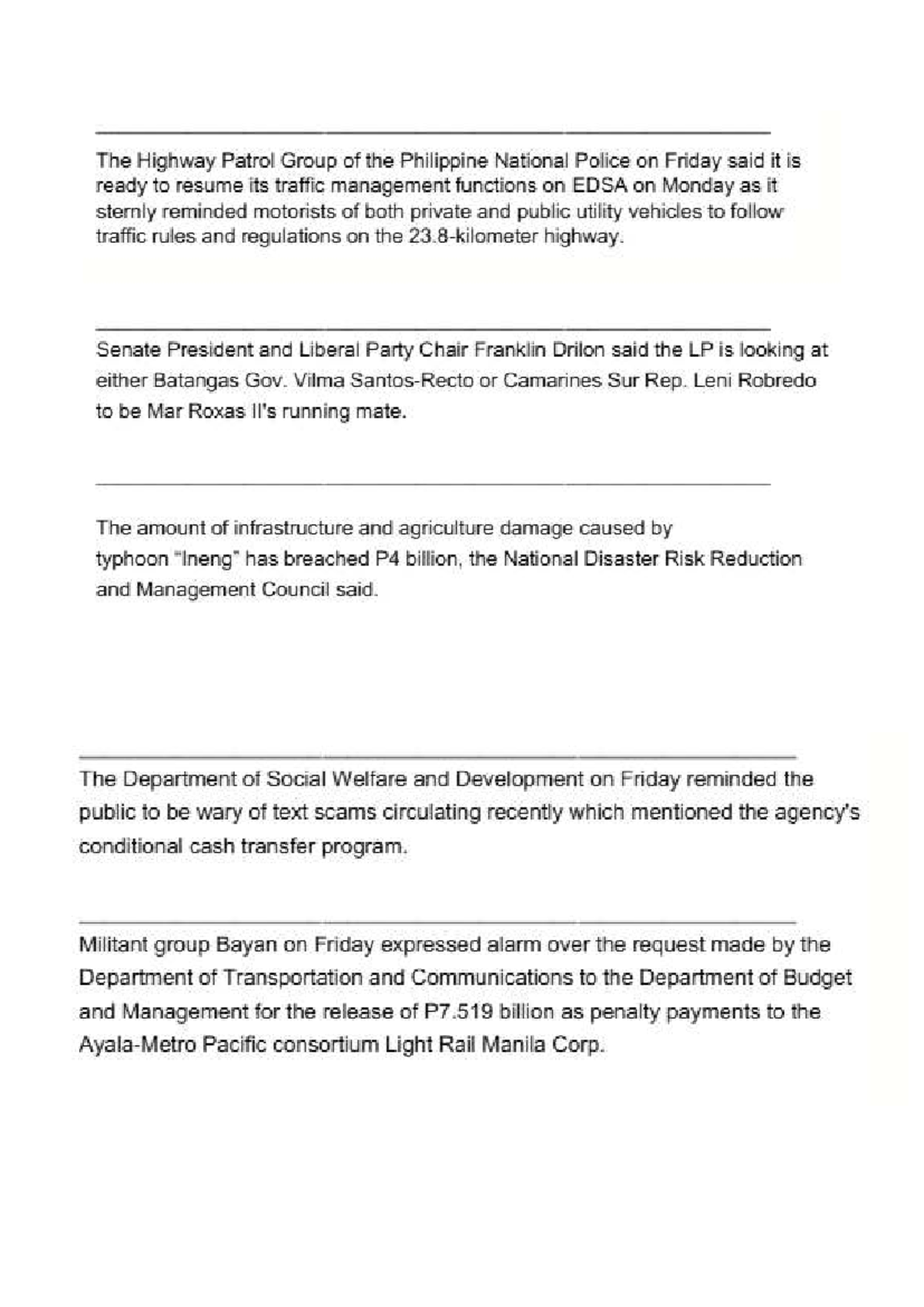 Crhw 22222: Traffic Management & Recent Events in the Philippines - Studocu