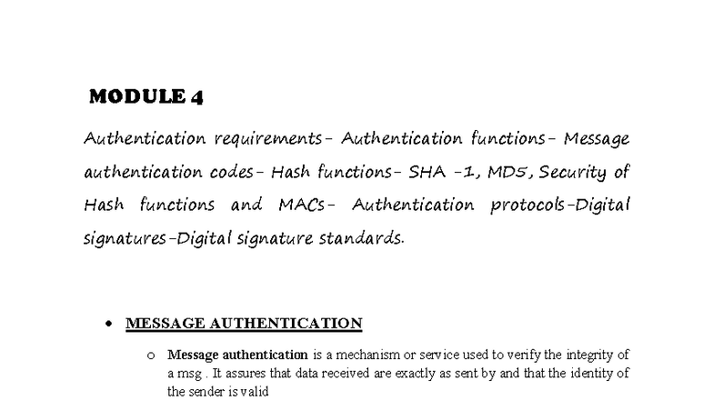 Module 4: KTU Notes on Digital Signatures and Authentication - Studocu