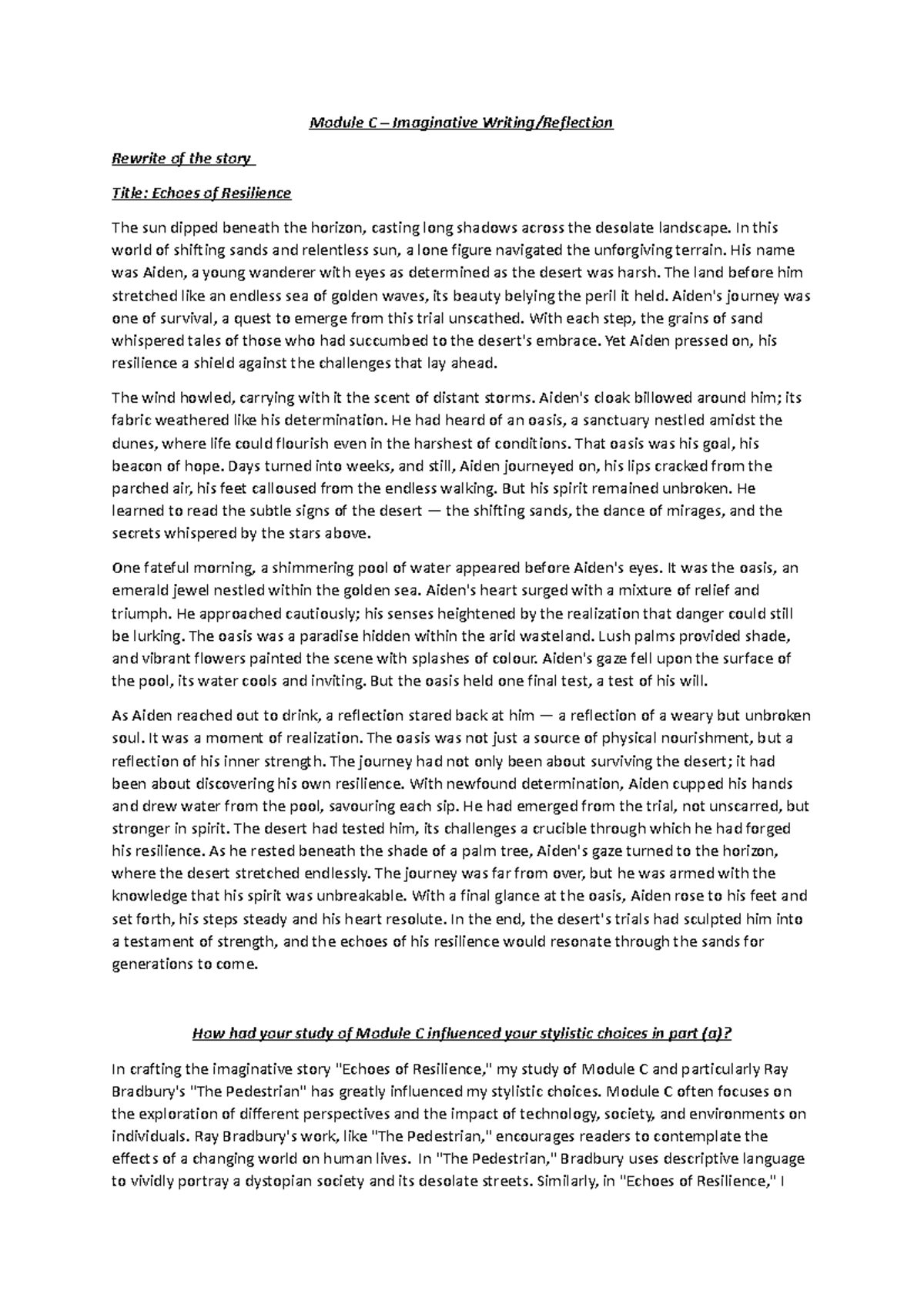 Module C Final Exam: Exploration of Resilience in Writing - Studocu