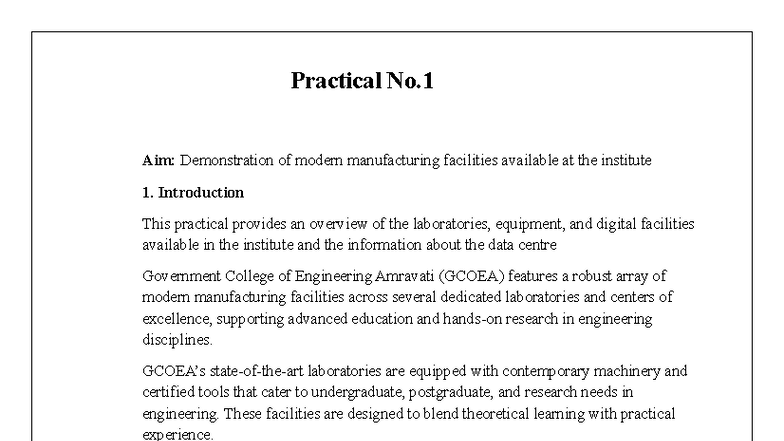 Practical Report on Modern Manufacturing & Automation Facilities at ...
