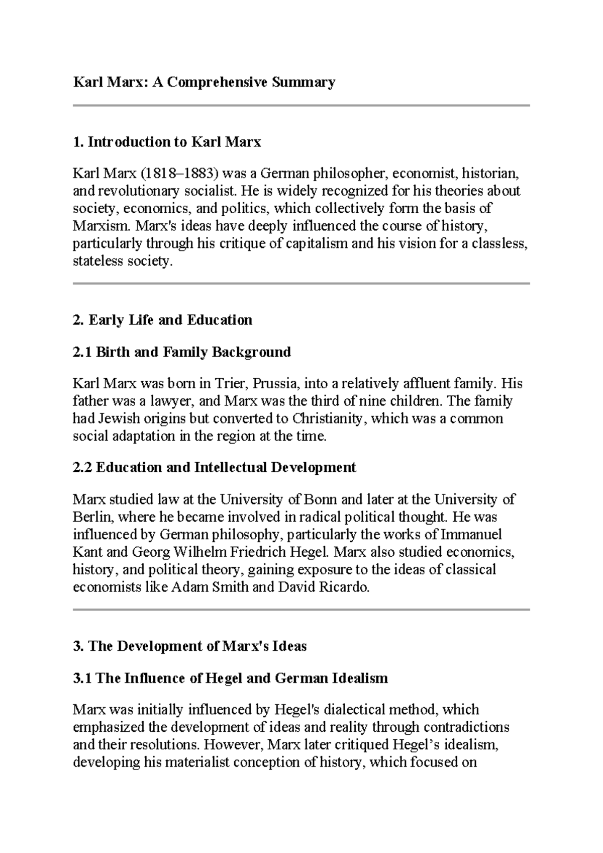 Karl Marx - Summary of Karl Marx for Political Science Students - Karl ...