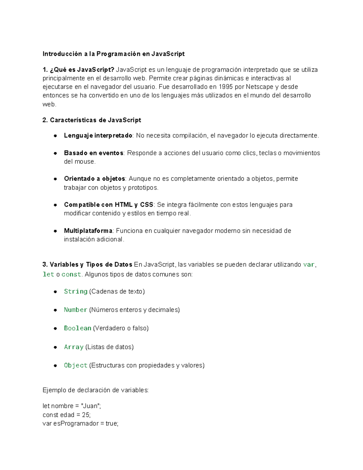 Introducción a la Programación en Java Script - Introducción a la ...