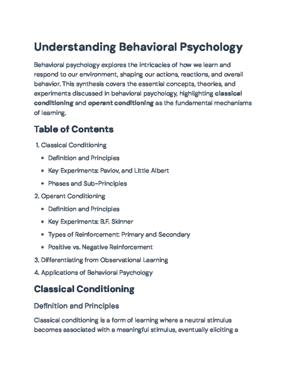 Behavioral Psychology (PSY 101): Overview of Concepts & Conditioning ...