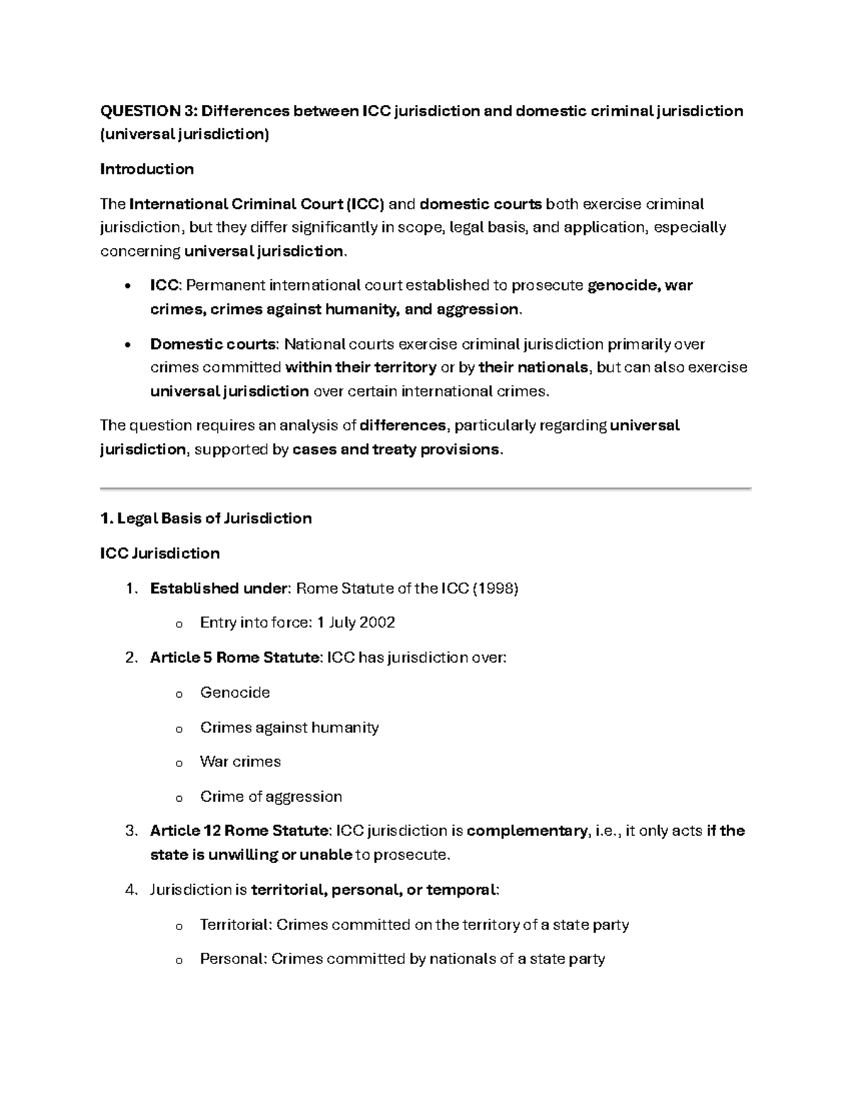 ICC Jurisdiction vs. Domestic Criminal Jurisdiction: Key Differences ...