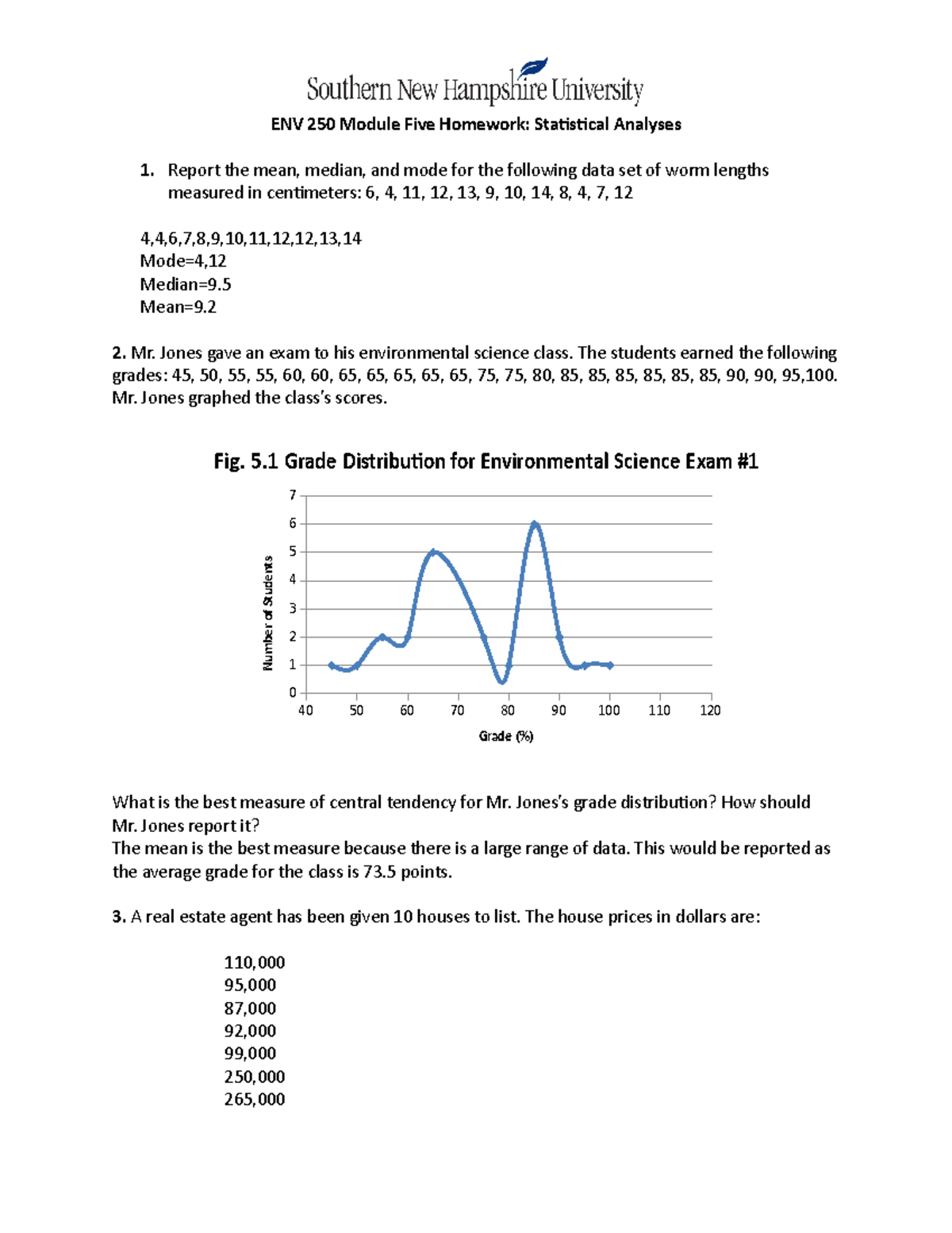 ENV 250 Module Five Homework: Statistical Analyses - Report the mean ...