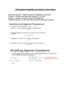 C955 Applied Probability and Statistics Notes - , that are complete or ...