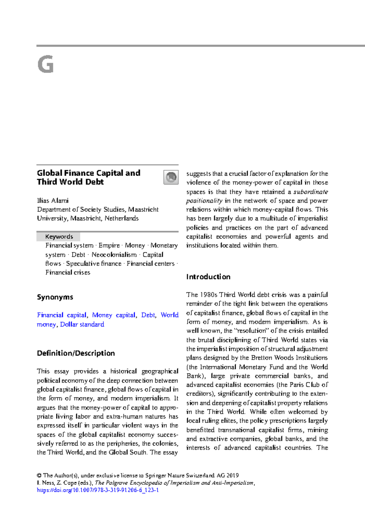 Global Finance Capital and Third World Debt - G Global Finance Capital ...