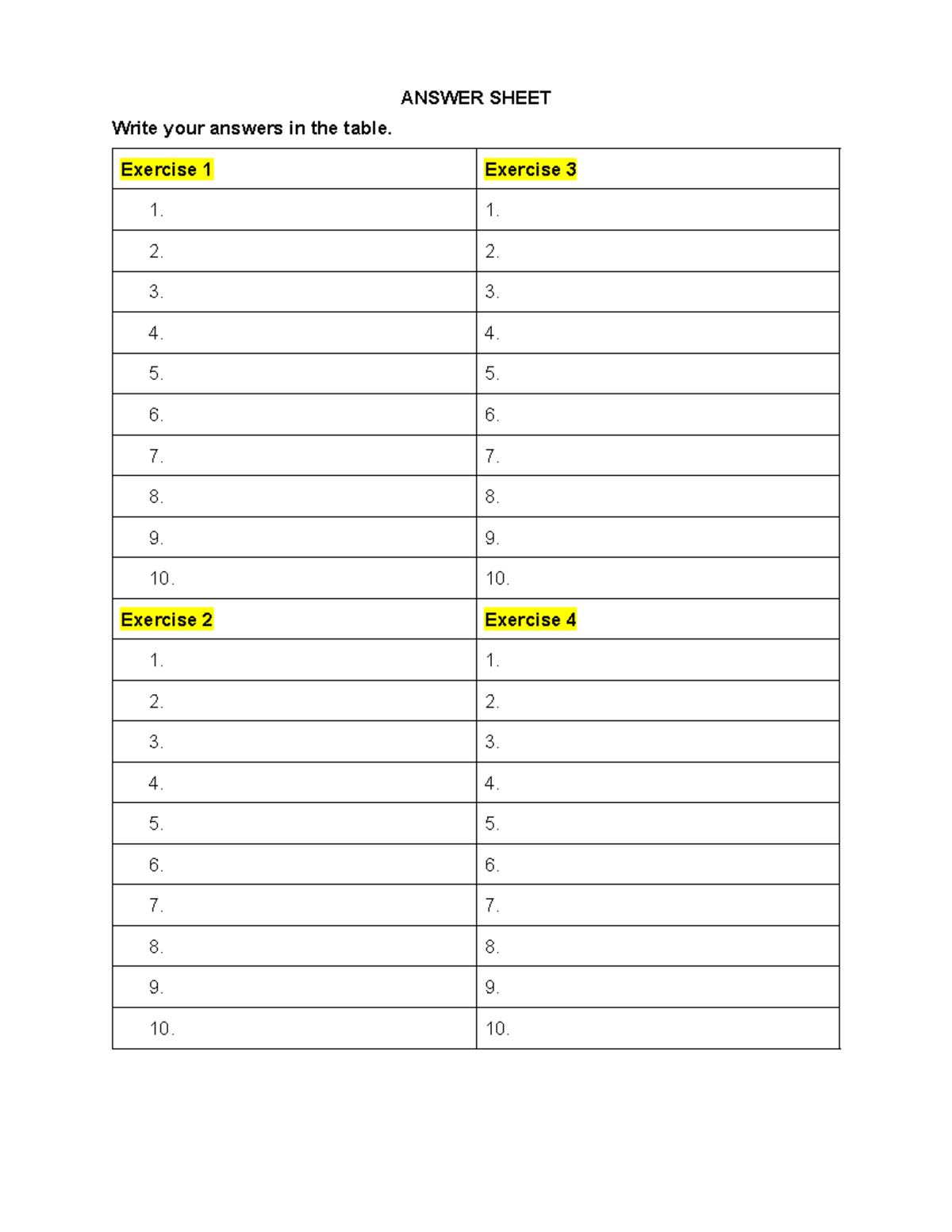 Answer sheet-Full name - Toán Cao Cấp 2 - ANSWER SHEET Write your ...