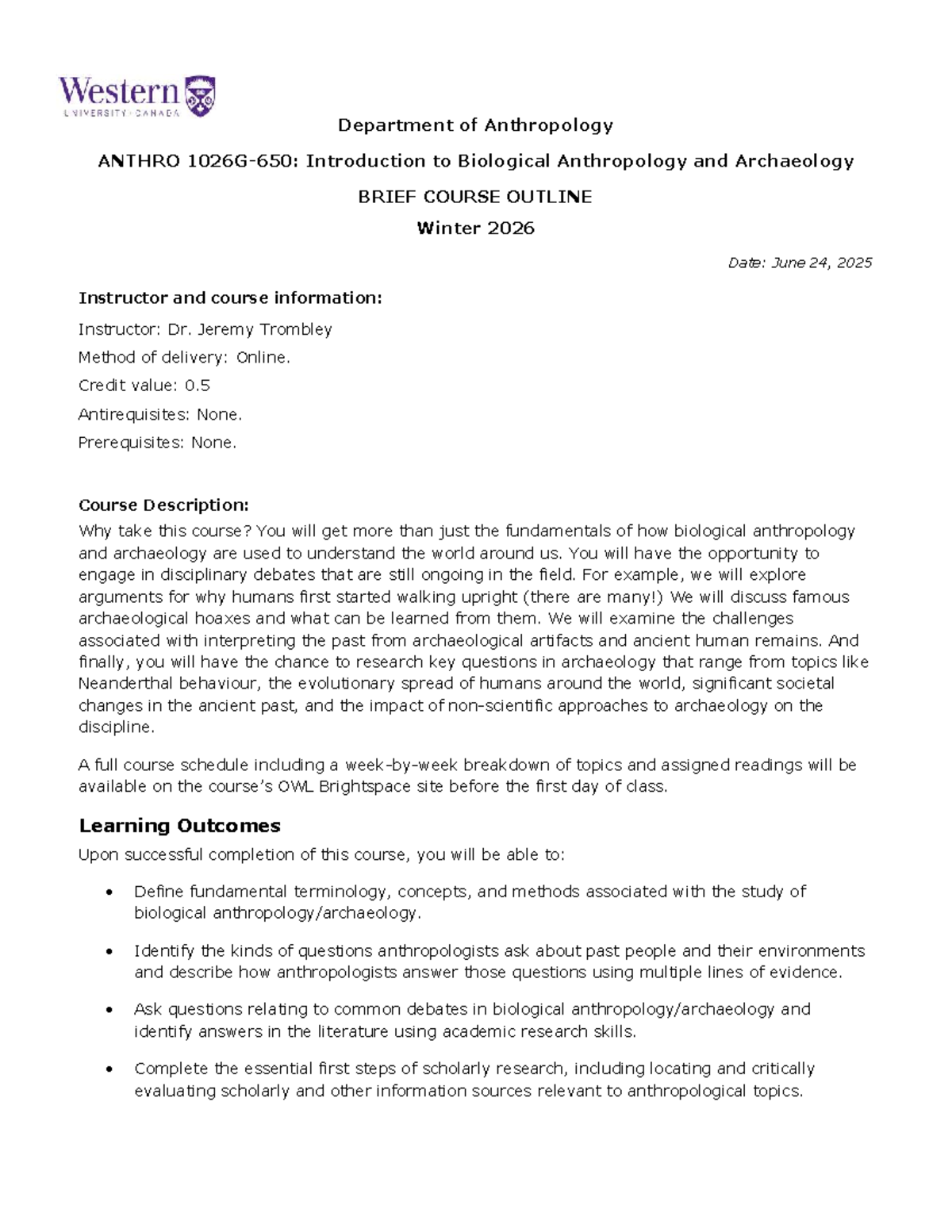 W26 ANTHRO 1026G - Syllabus for Biological Anthropology & Archaeology ...