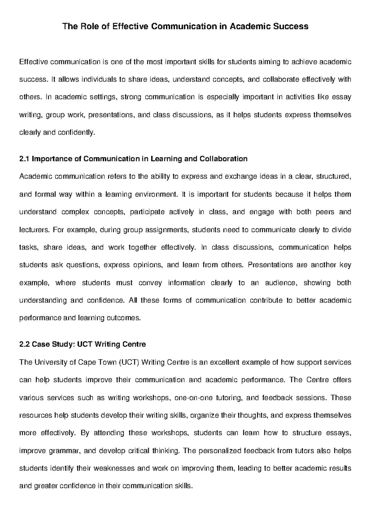 Effective Communication in Academic Success: Insights and Reflections ...