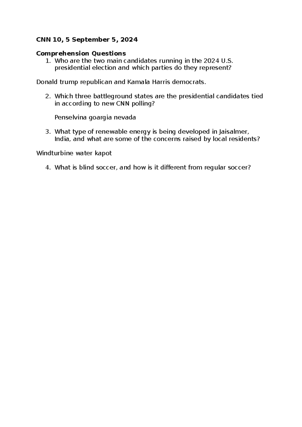 Kopie van CNN 10 sep 5, 2024 - comprehension questions - CNN 10, 5 ...