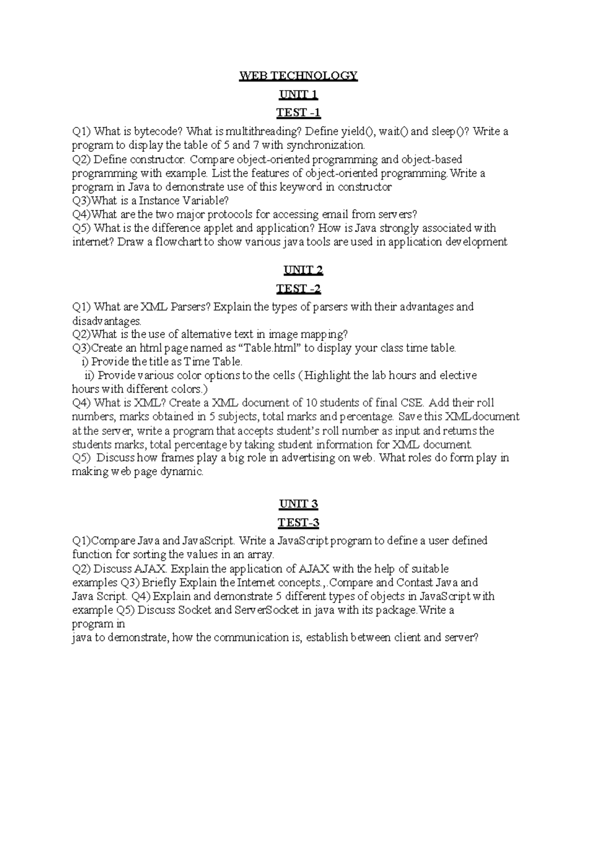 WEB302: Important Questions on WEB Technology - Test Preparation Guide ...