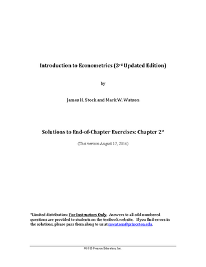 Econometrics I Questions and Answers - Econometrics I Questions and ...