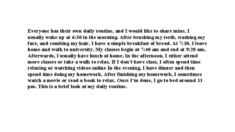 Daily Routine Overview - ĐOẠN VĂN - Studocu