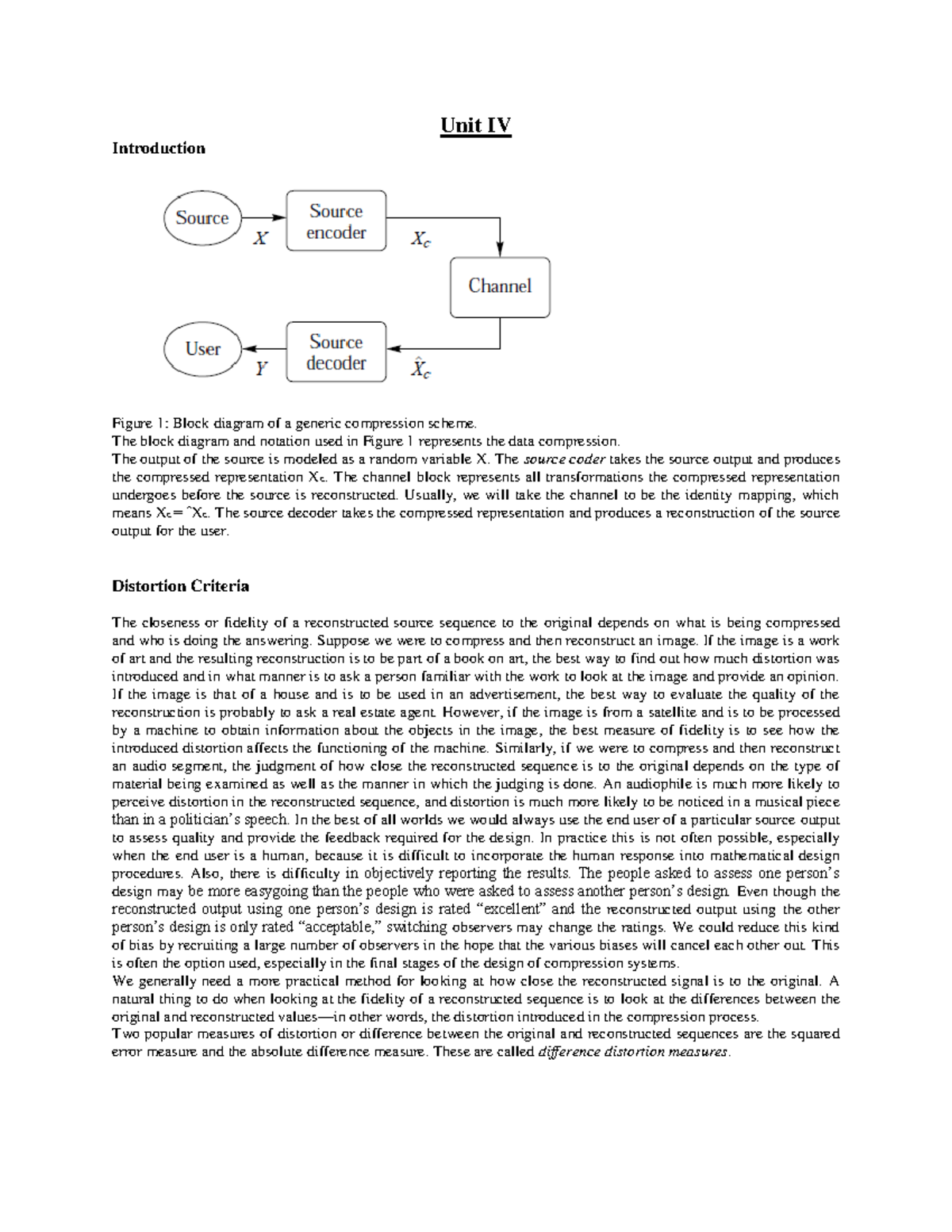 Unit 4 Data Compression: Understanding Fidelity and Distortion Measures - Studocu