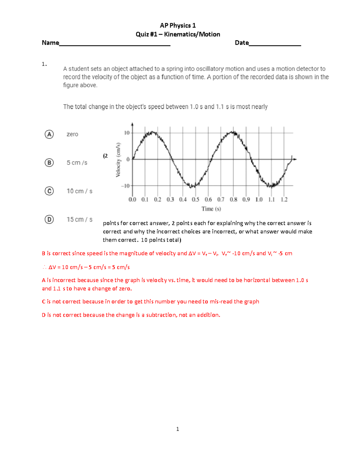 Kinematics Quiz 3 - Detailed Questions and Explanations - Studocu